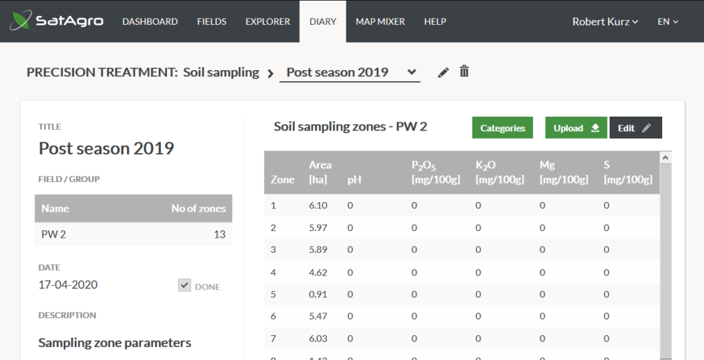 SatAgro - Help - Soil sampling – uploading lab results
